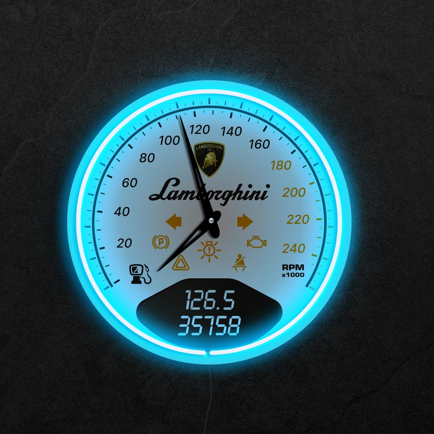 Lamborghini Neon Clock, Lamborghini Wall Clock, Speedometer Wall Clock ...