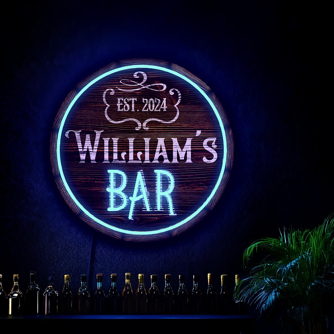 Bar Neon Sign, Custom Bar Sign, Personalized Bar Sign, Bar Name Sign ...
