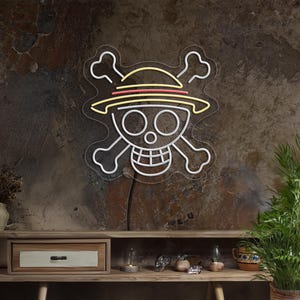 One Piece Neon Sign, One Piece Skull Sign, One Piece Flag Sign, Anime ...