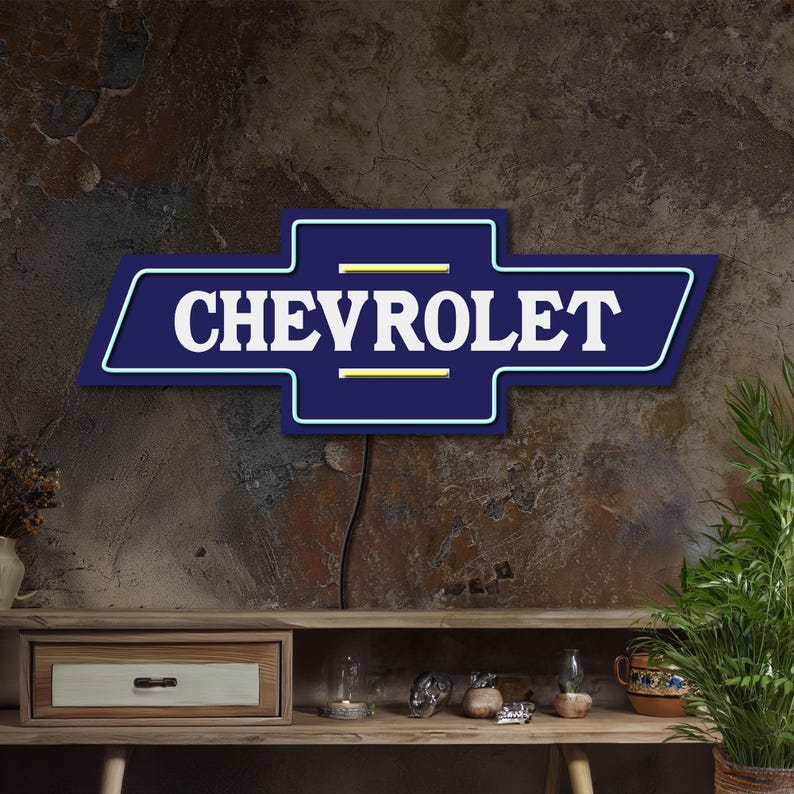Chevrolet Neon Sign, Chevrolet Led Sign, Chevrolet Logo, Chevrolet Gift ...