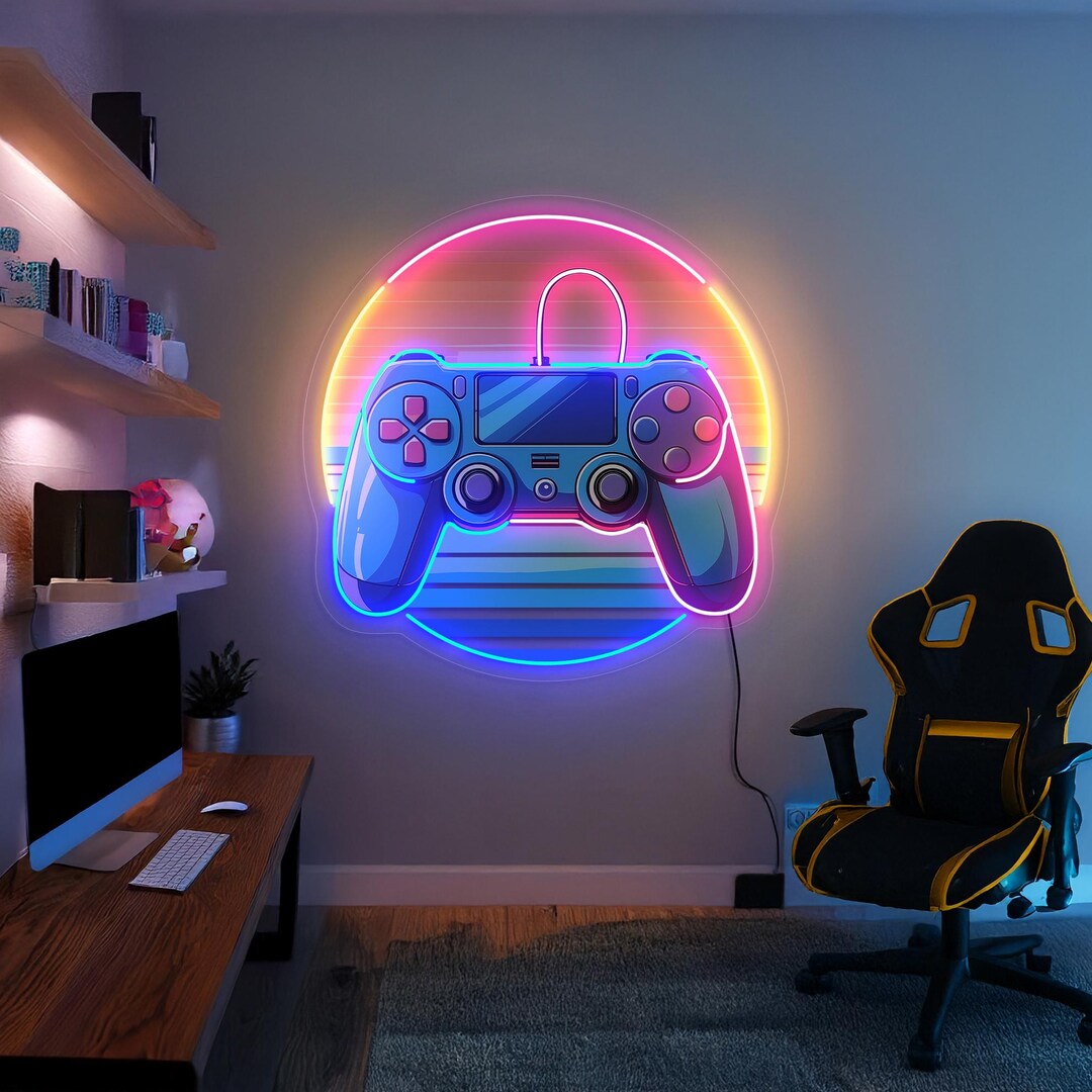 Gamer Neon Sign, Gamepad Neon Sign, Game Controller Neon Sign, Retro ...