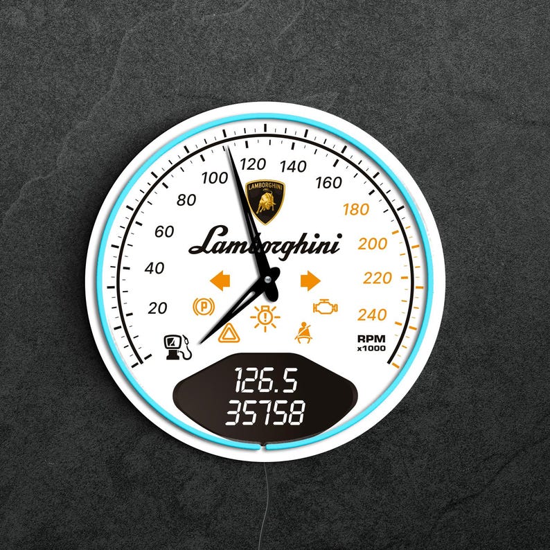 Lamborghini Neon Clock, Lamborghini Wall Clock, Speedometer Wall Clock ...