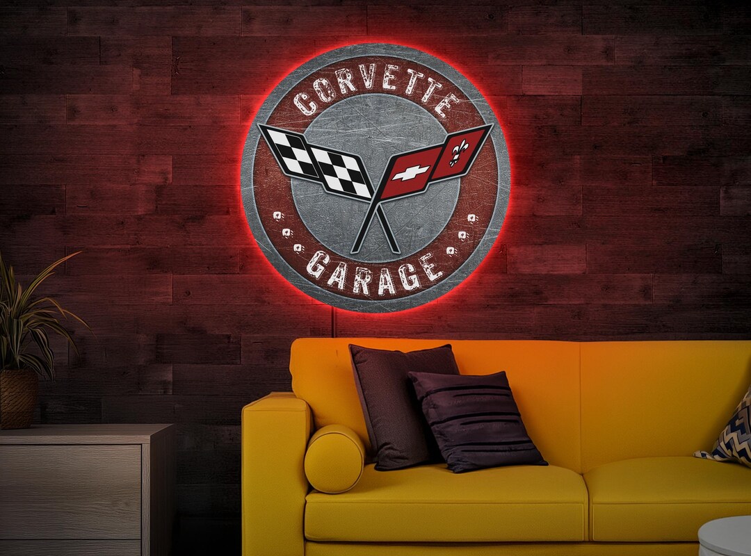 Corvette Neon Sign, Corvette Led Sign, Corvette Logo, Corvette Lover ...