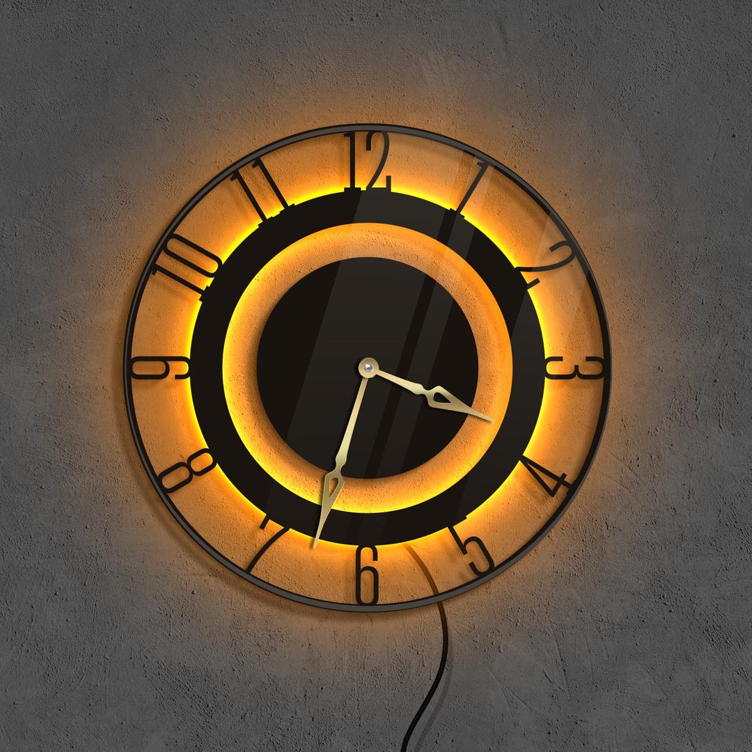 Wall Clock Led Lighted, Wall Clock With Numbers, Large Wall Clock for ...
