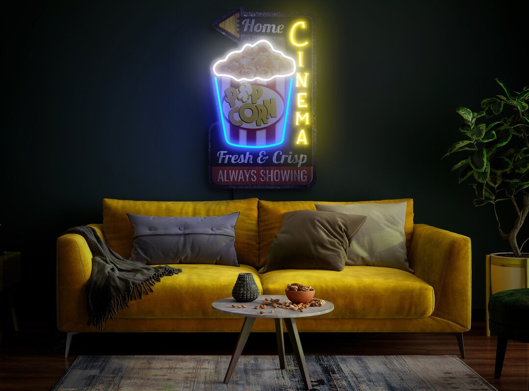 Popcorn Neon Sign, Cinema Neon Sign, Popcorn Led Sign, Popcorn Lover ...