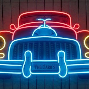 Retro Car Neon Sign, Car Neon Sign, Vintage Car Led Sign, Car Lover ...