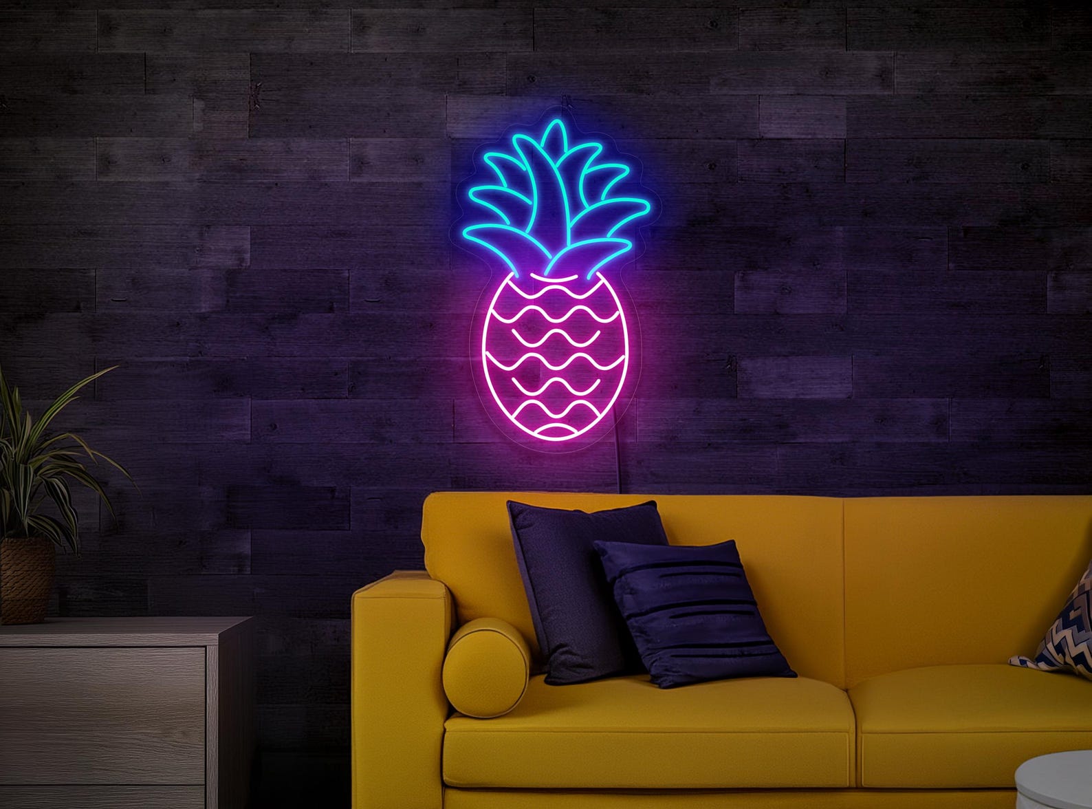Pineapple Neon Sign, Pineapple Led Sign, Fruit Neon Sign, Neon Sign ...