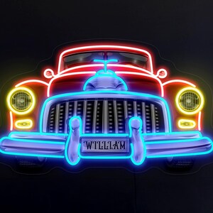 Retro Car Neon Sign, Car Neon Sign, Vintage Car Led Sign, Car Lover ...
