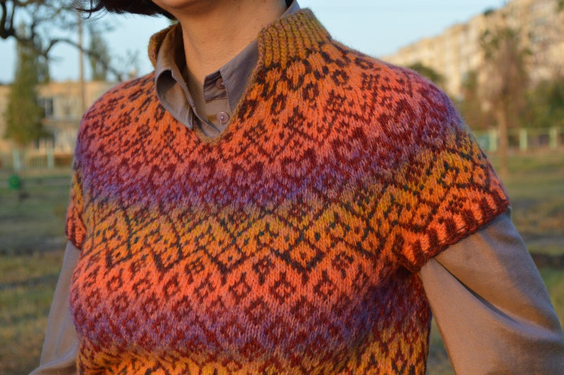 PDF Vest Pattern/ Nordic Fair Isle Vest Wool Diy Vest/ Icelandic Fair ...