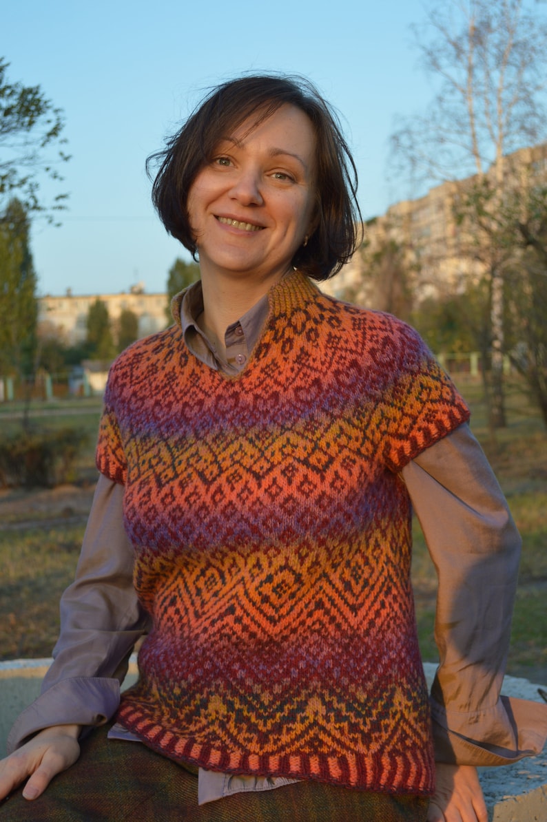 PDF Vest Pattern/ Nordic Fair Isle Vest Wool Diy Vest/ Icelandic Fair ...