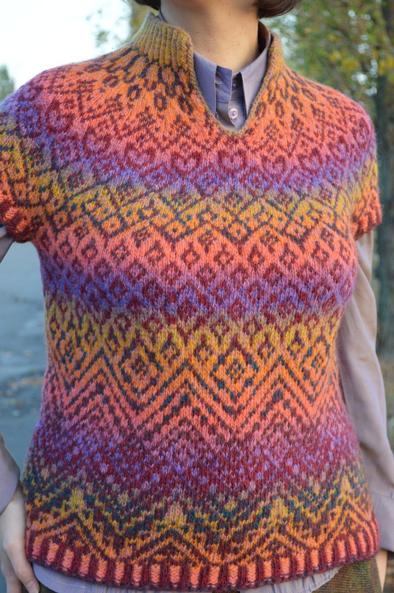 PDF Vest Pattern/ Nordic Fair Isle Vest Wool Diy Vest/ Icelandic Fair ...