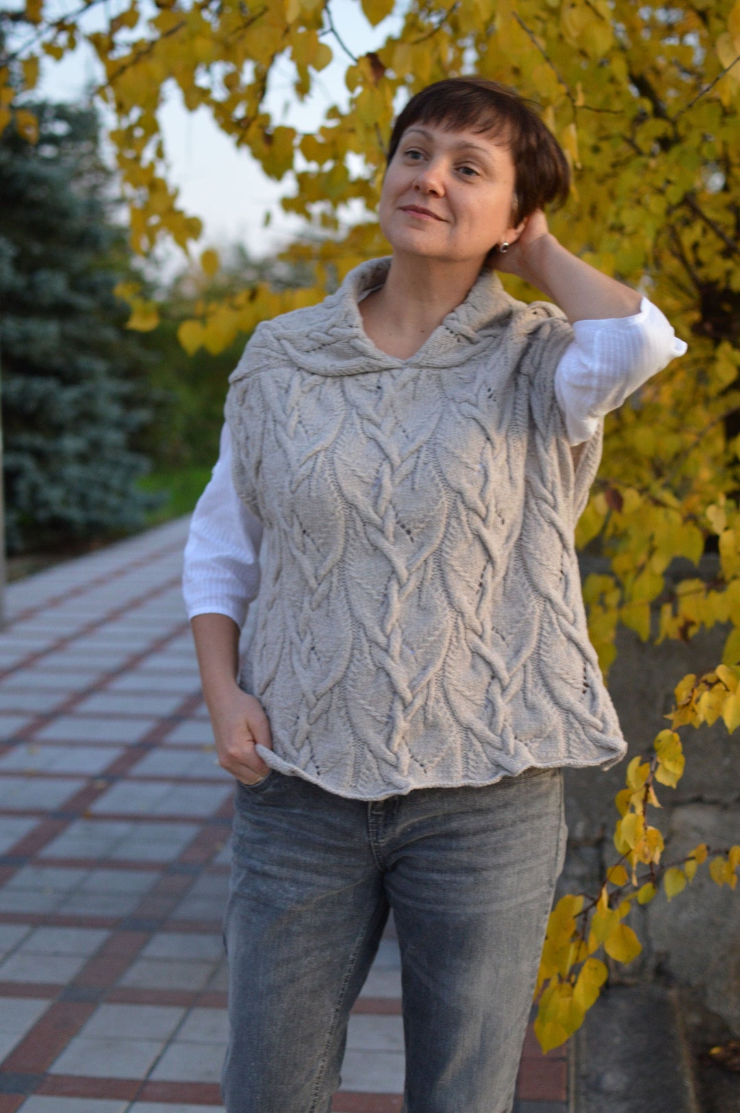 Knitting Pattern Vest, Celtic Cabled Slipover, Rib Vest, Cable Rib ...