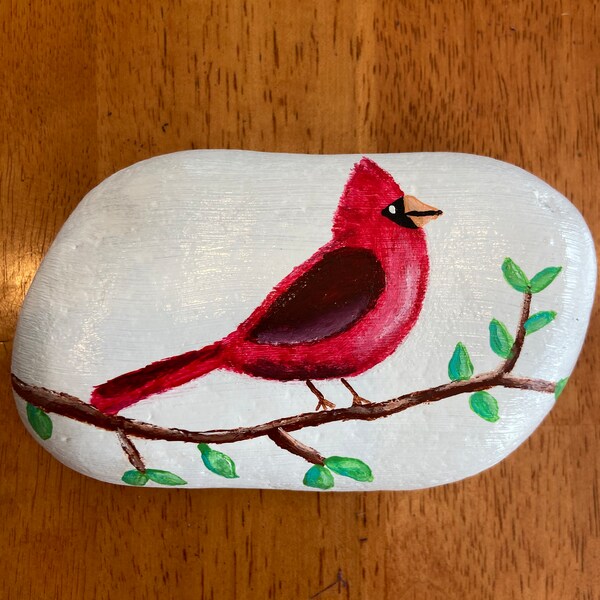 Cardinal Painted Rock - Etsy