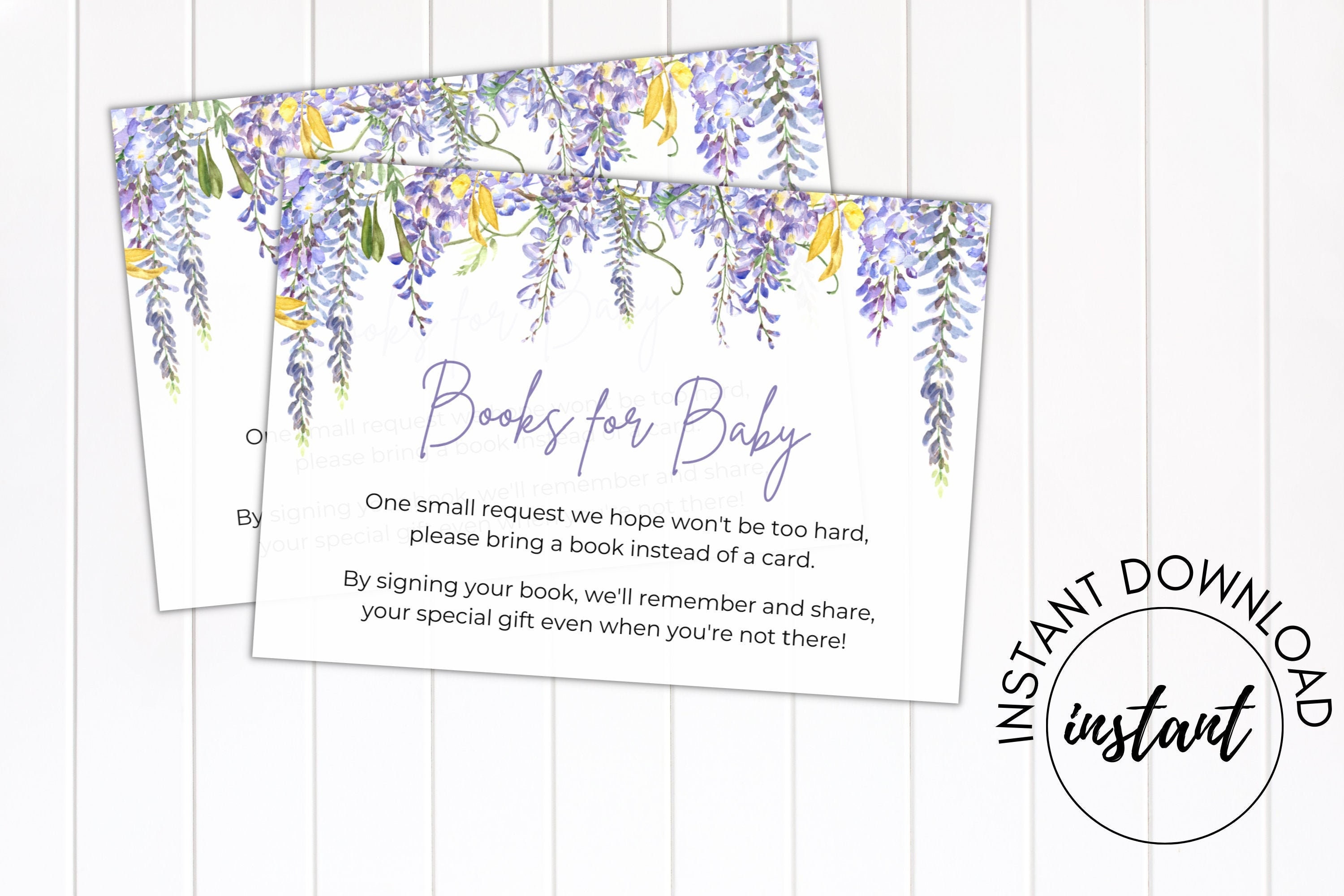 Books for Baby Instant Download, Baby Shower Invitation Insert, Baby ...