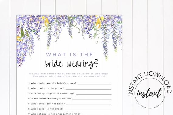 What is the Bride Wearing Bridal Shower Game Printable - Etsy