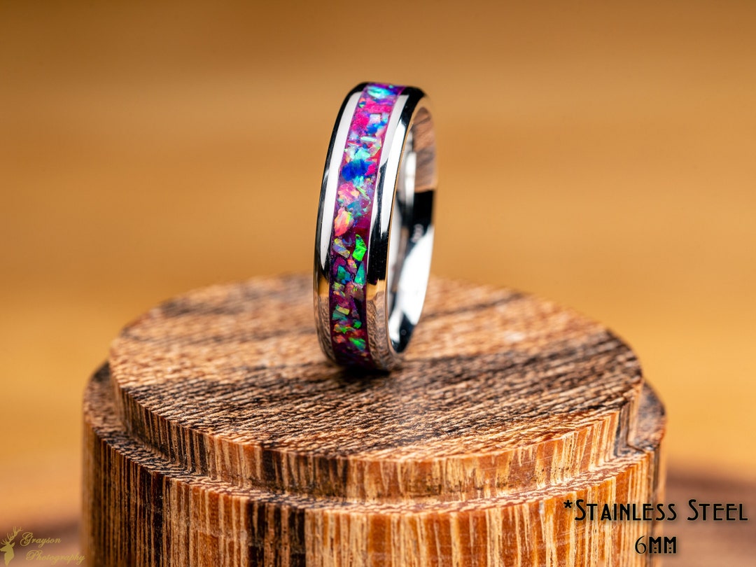 Bubblegum Pink Galaxy Handmade Alternative Wedding Ring • Custom Opal ...