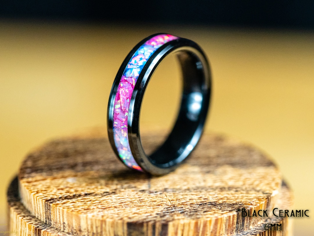Transgender Pride Ring • Handmade Opal Inlay, Choice of Materials - Etsy