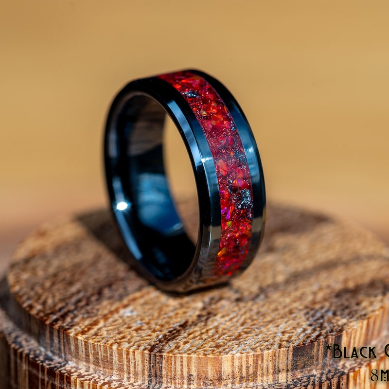 Black and Red Ring - Etsy