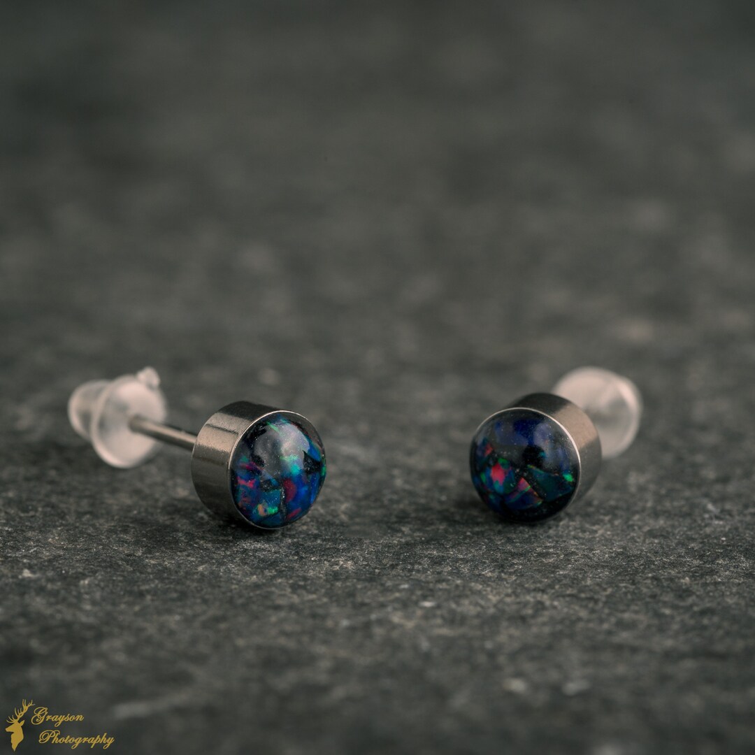 Handmade Starry Night Opal Stud Earrings - 5mm Stainless Steel - Etsy