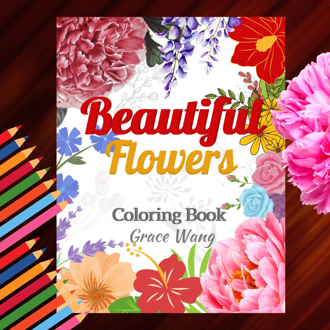 Beautiful Flowers Printable Coloring Book: Stress Relief & Recharge ...