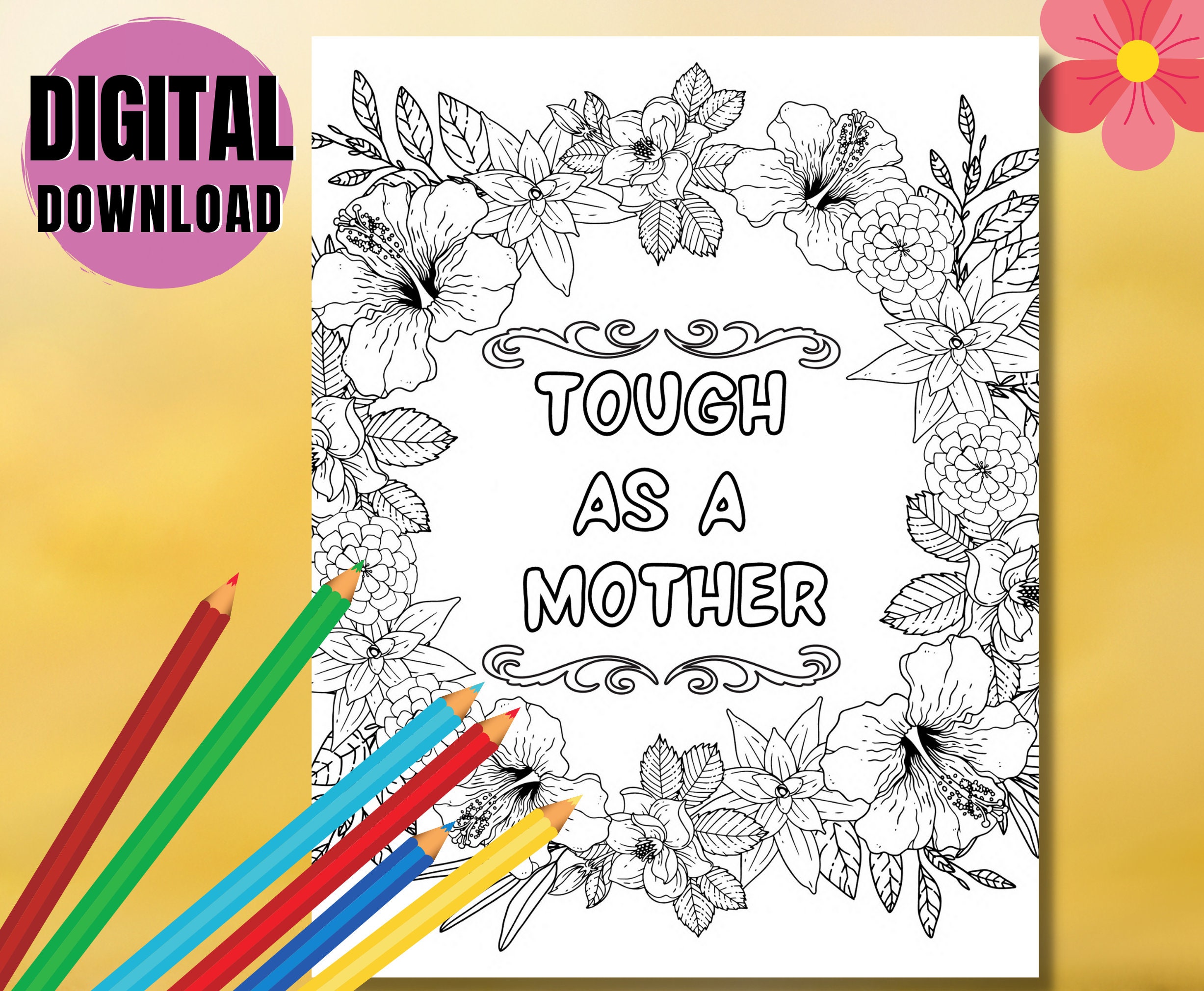 Funny Mother's Day Printable Coloring Pages, World Okayest Mom Coloring ...