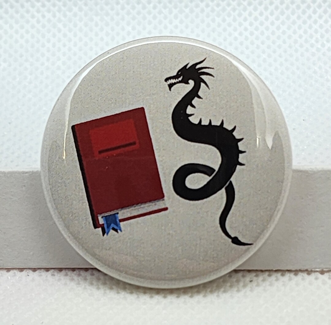 Book Button - Book Wyrm - Bookworm - Books - Button - Pin - Pinback ...