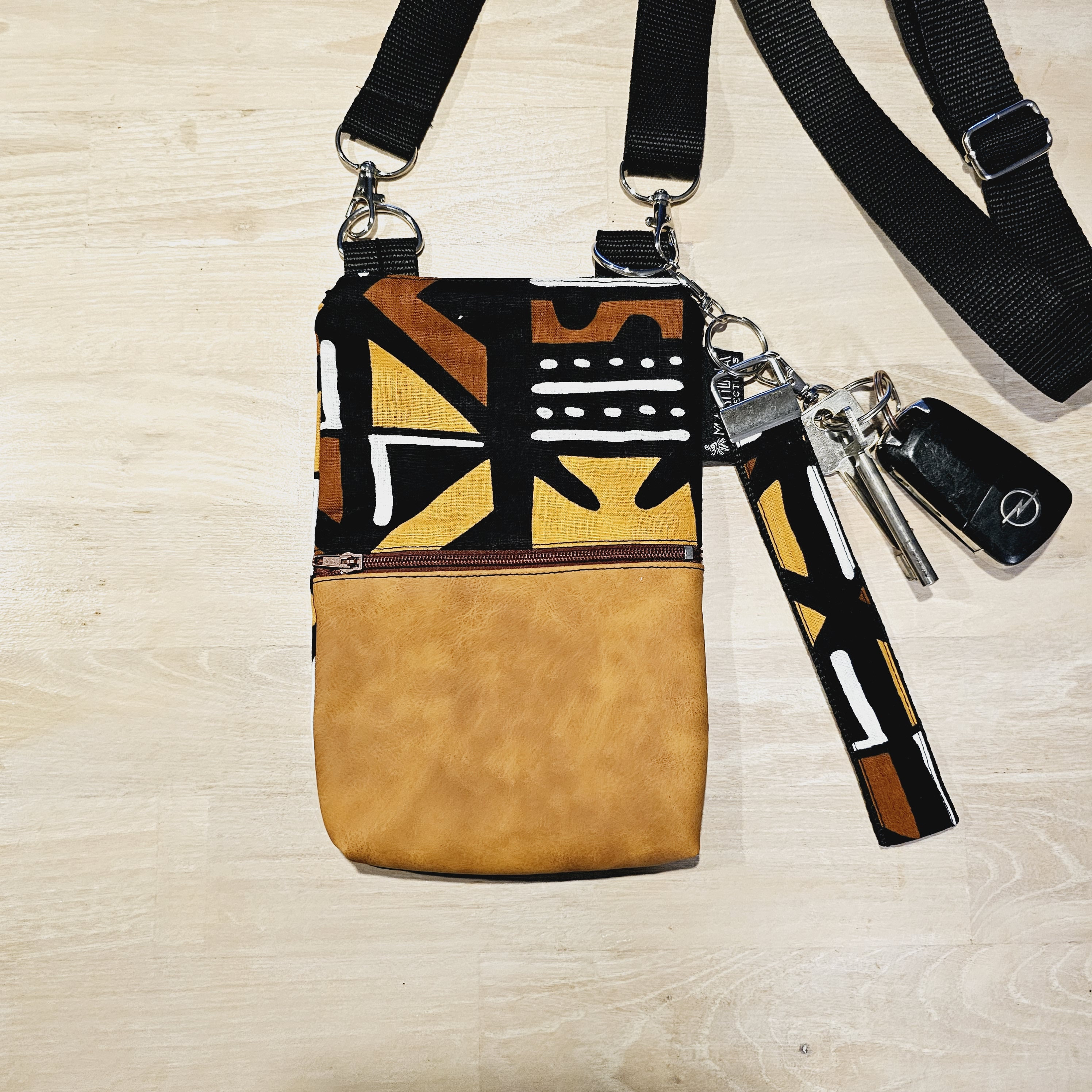 Handmade Phone Bag and Keyfob Set | African Ankara Print Fabric | Vegan ...