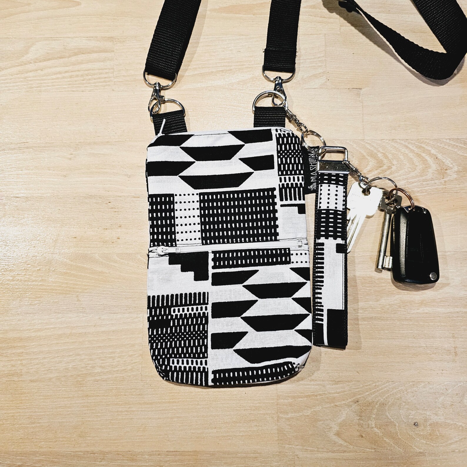 Handmade Phone Bag and Keyfob Set | African Ankara Print Fabric | Vegan ...