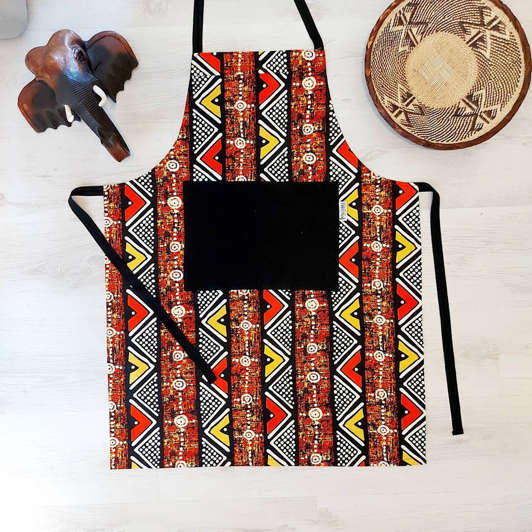 Mashona Handmade African Print Bogolan Print Apron With Pocket - Etsy