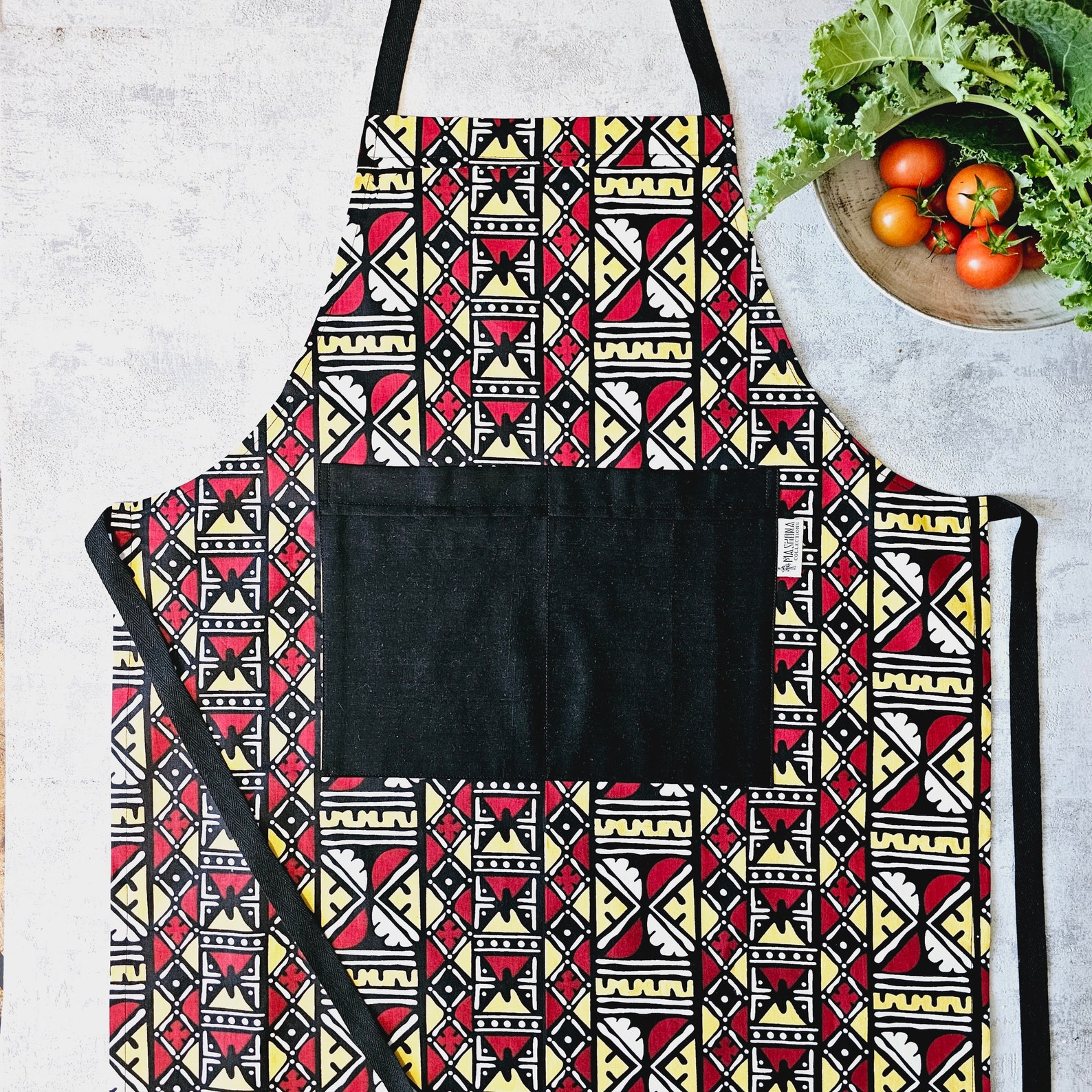 Handmade Kente Bogolan Print African Print Apron With Pocket - Etsy