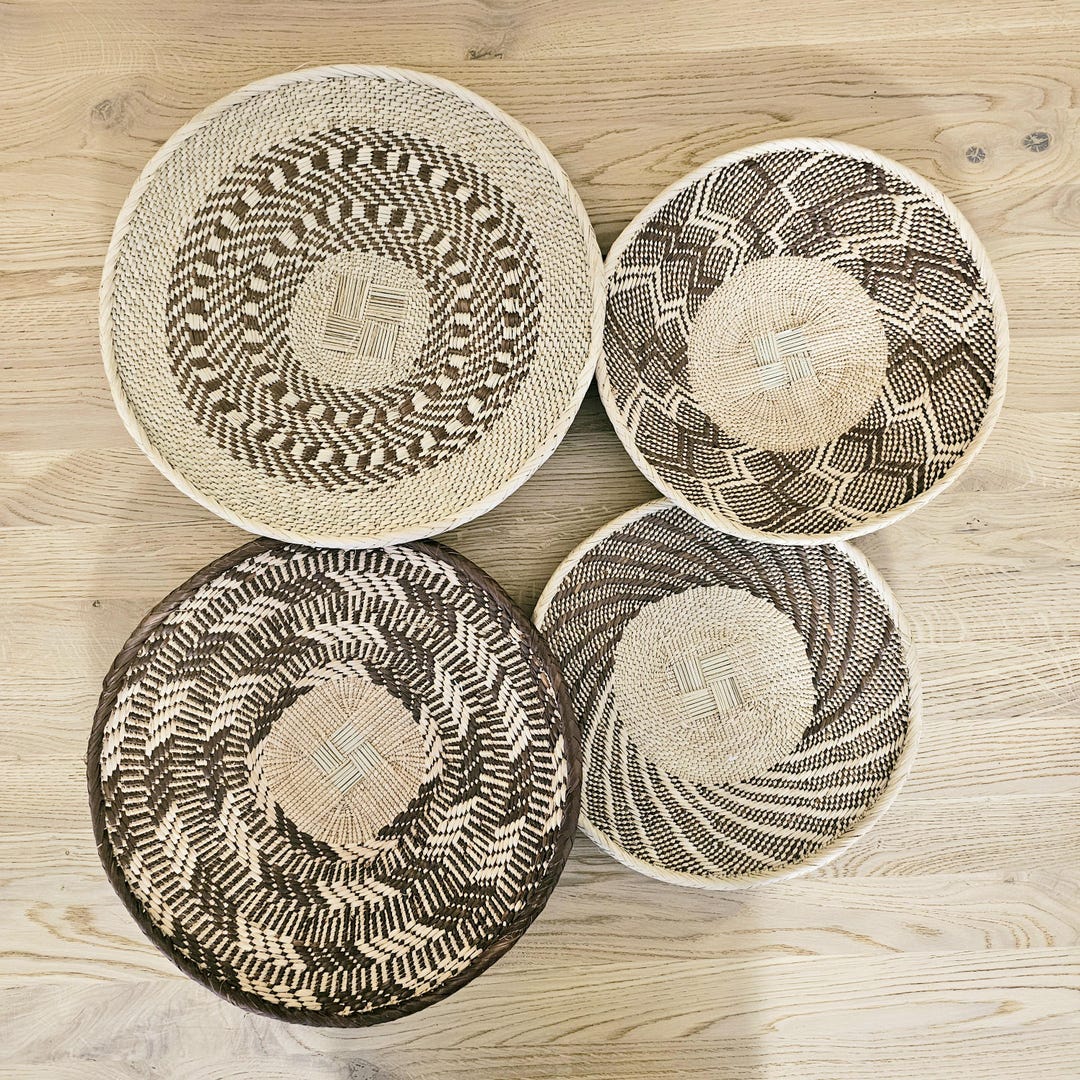 Set of 4 | Handmade African Wall Baskets | Zimbabwe Baskets | Boho Wall ...
