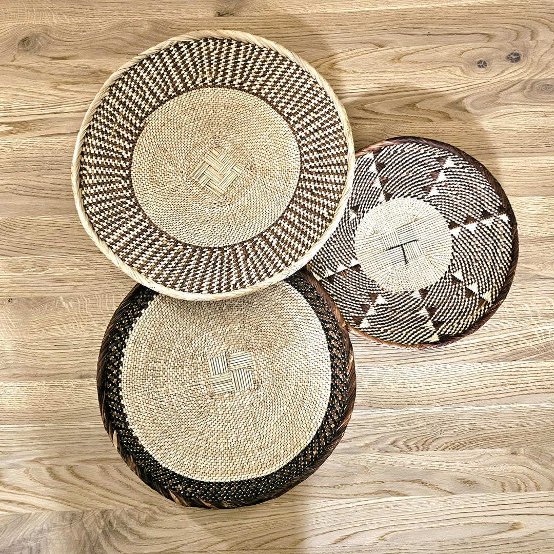 Set of 3 | 40 | 35 | 30 | Handmade African Wall Baskets | Zimbabwe ...