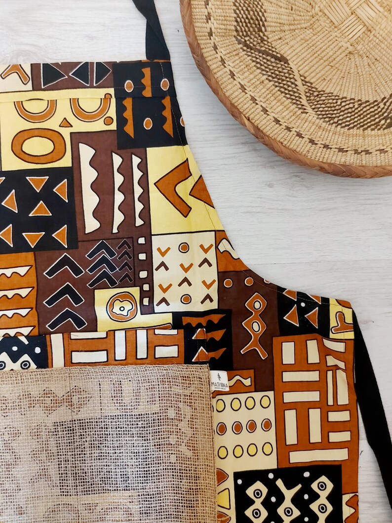 Mashona Handmade African Mudcloth Bogolan Print Apron With - Etsy