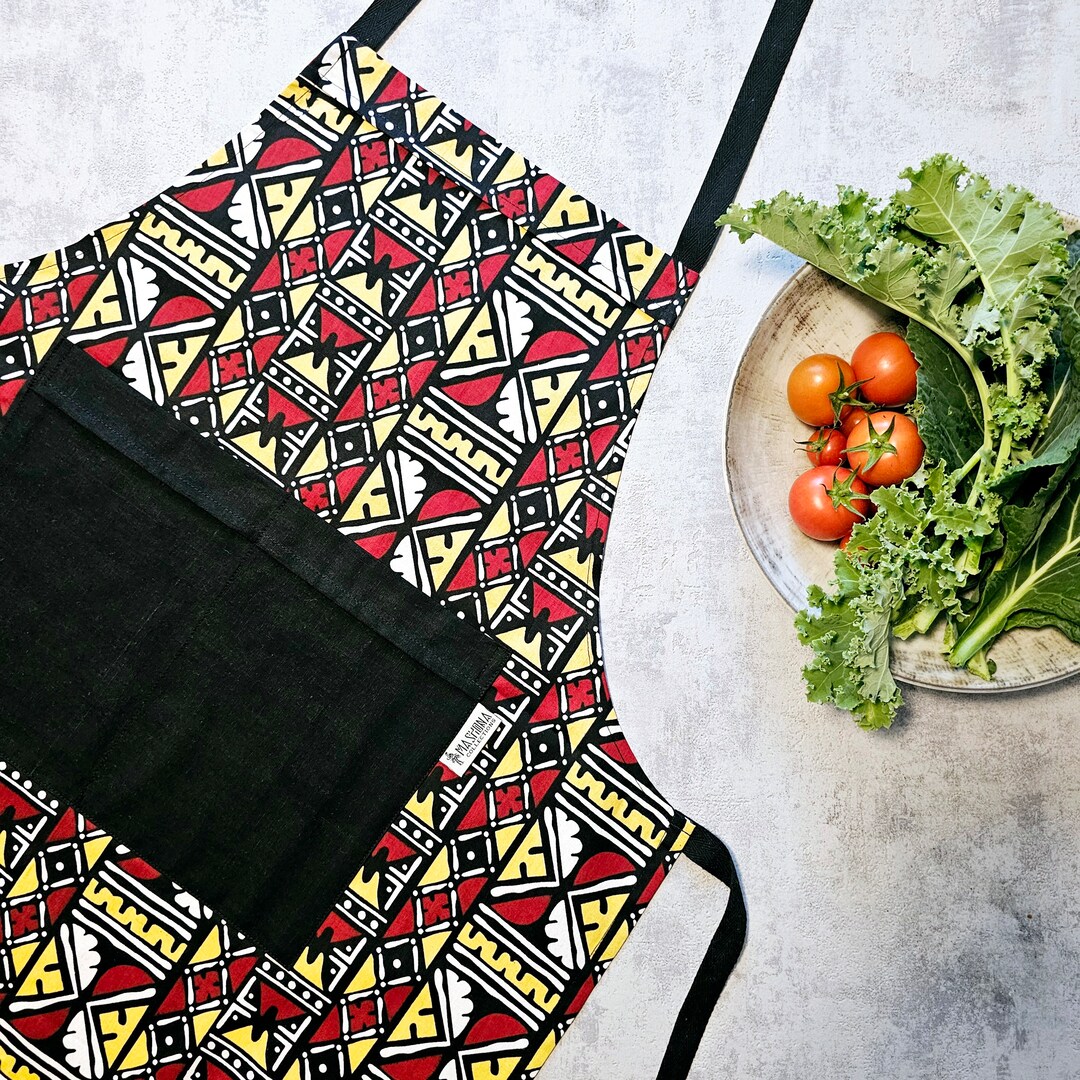 Handmade Kente Bogolan Print African Print Apron With Pocket - Etsy