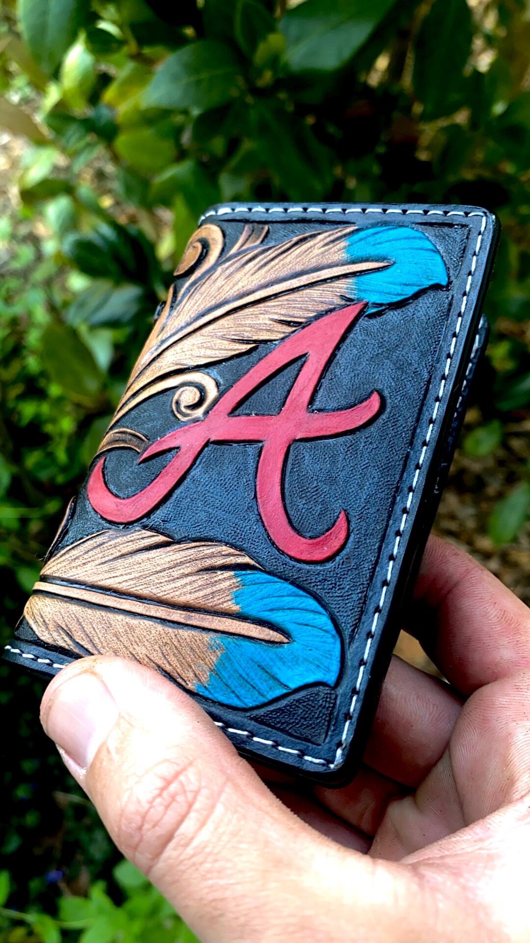 Sports Leather Wallet, Tooled Leather Wallet, Western Leather Wallet ...