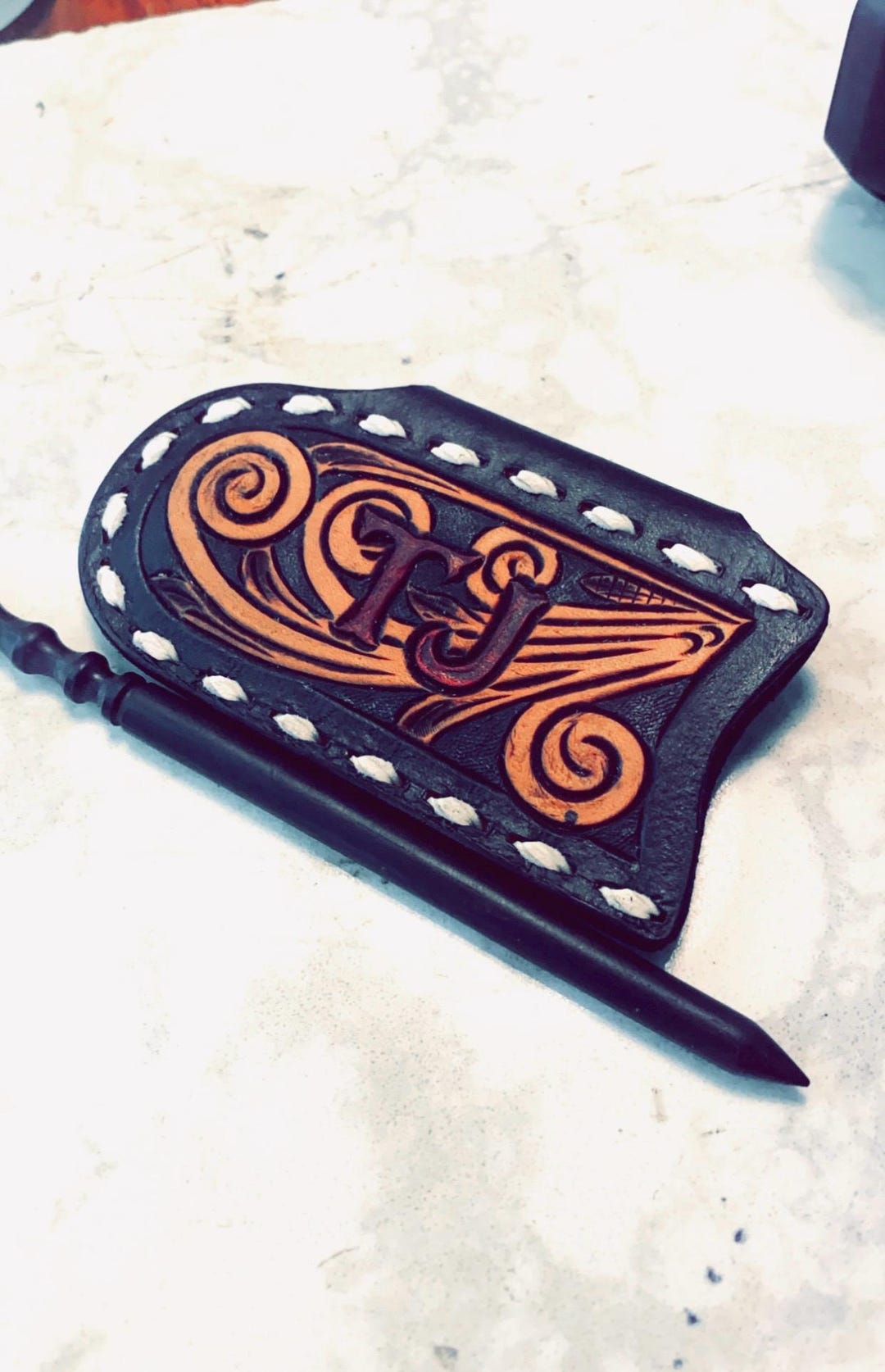 Knife Sheath - Horizontal Knife Sheath - Trapper Knife Sheath - Western ...