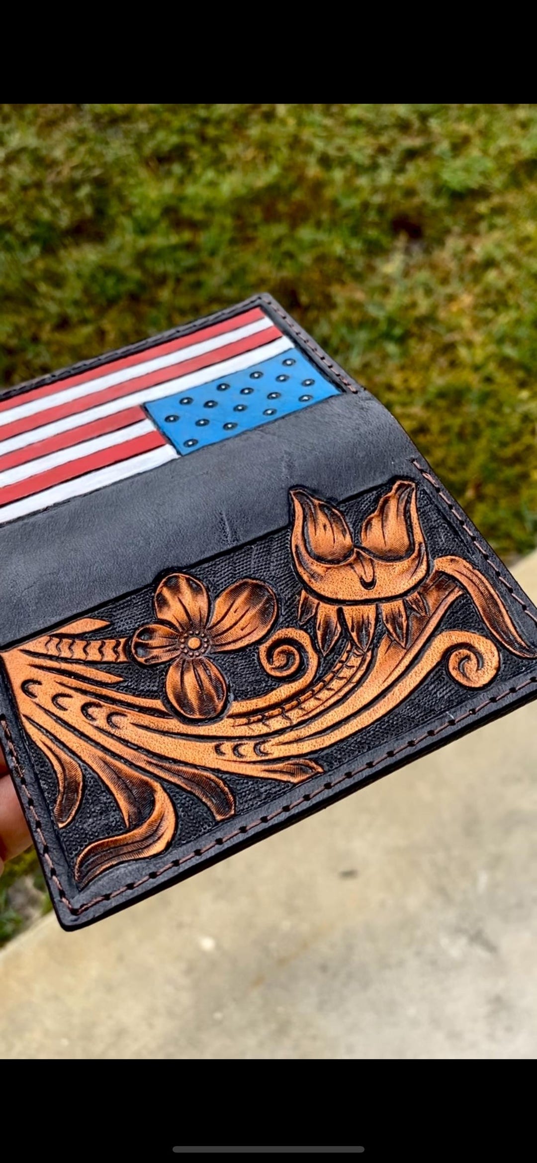 Tooled Leather Wallet, Western Wallet, American Flag Wallet, Trump ...