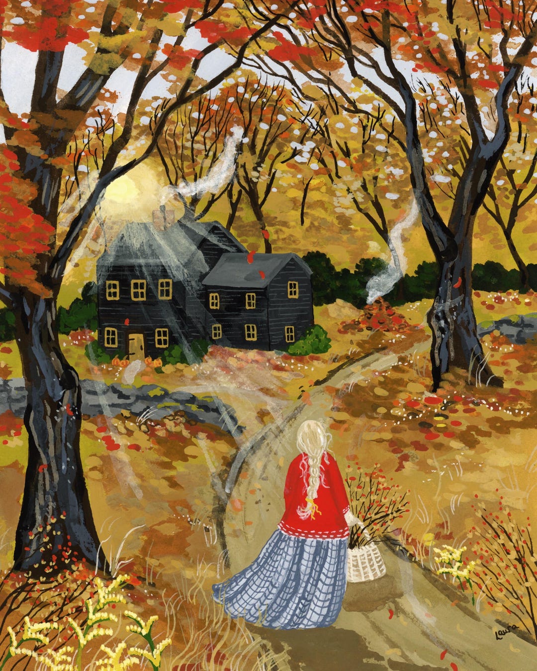 8x10 Print of Original Artwork. “bittersweet Harvest” | Cozy Art - Etsy