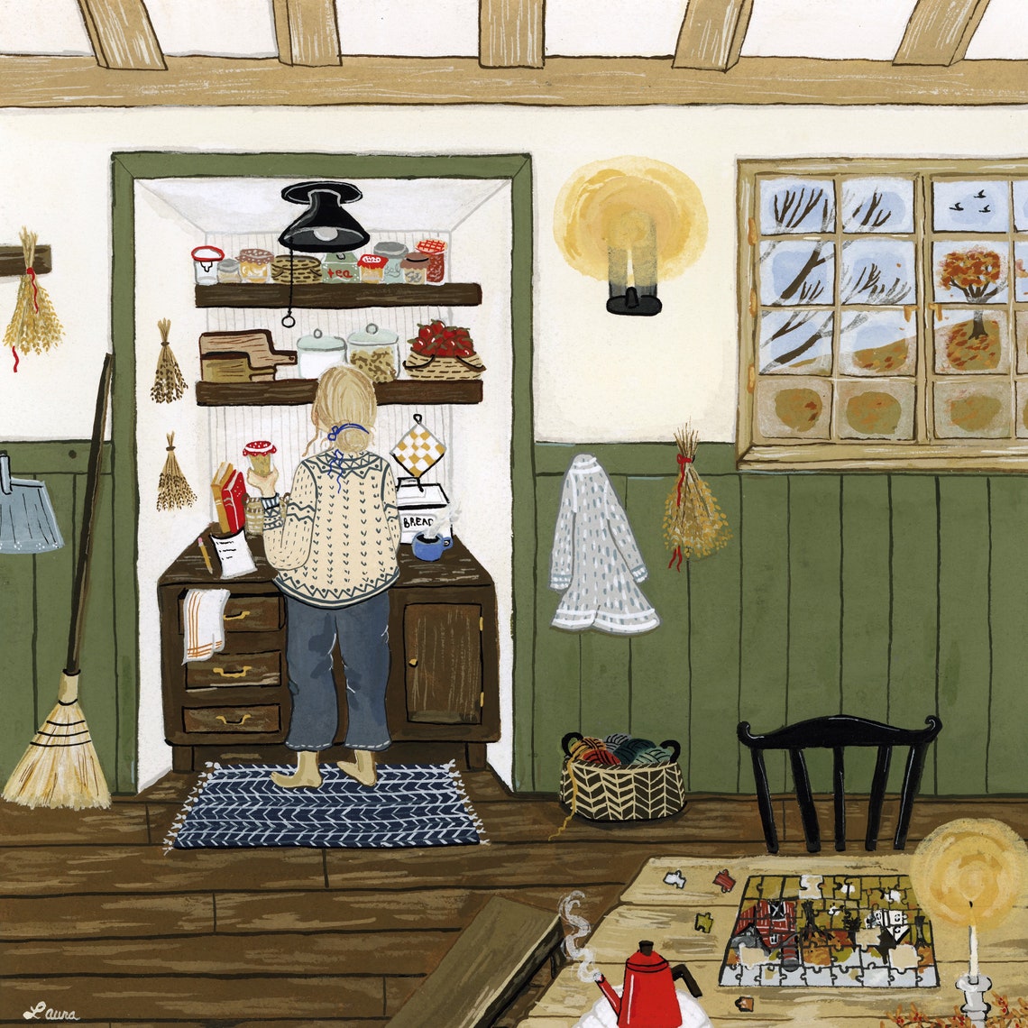 Winter Provisions | 8x8” Print | Cozy Art | Cozy Home | Farmhouse Decor ...