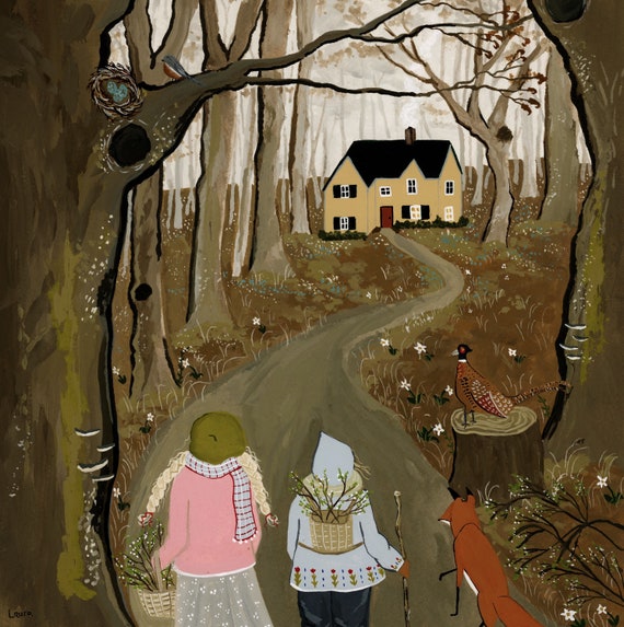 Foraging for Spring 8x8 Print Childrens Illustration - Etsy