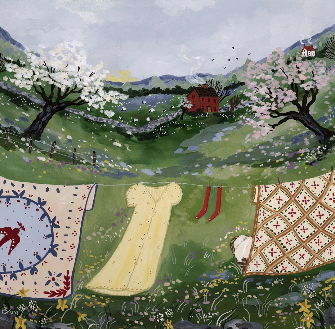 8x8 Print of Original Artwork *spring Laundry* - Etsy