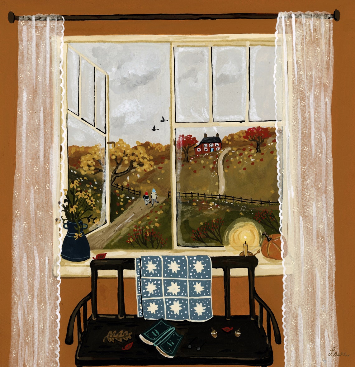 First Chill | 8x8” Fine Art Print | Cozy Art | Autumn | Autumn Artwork ...
