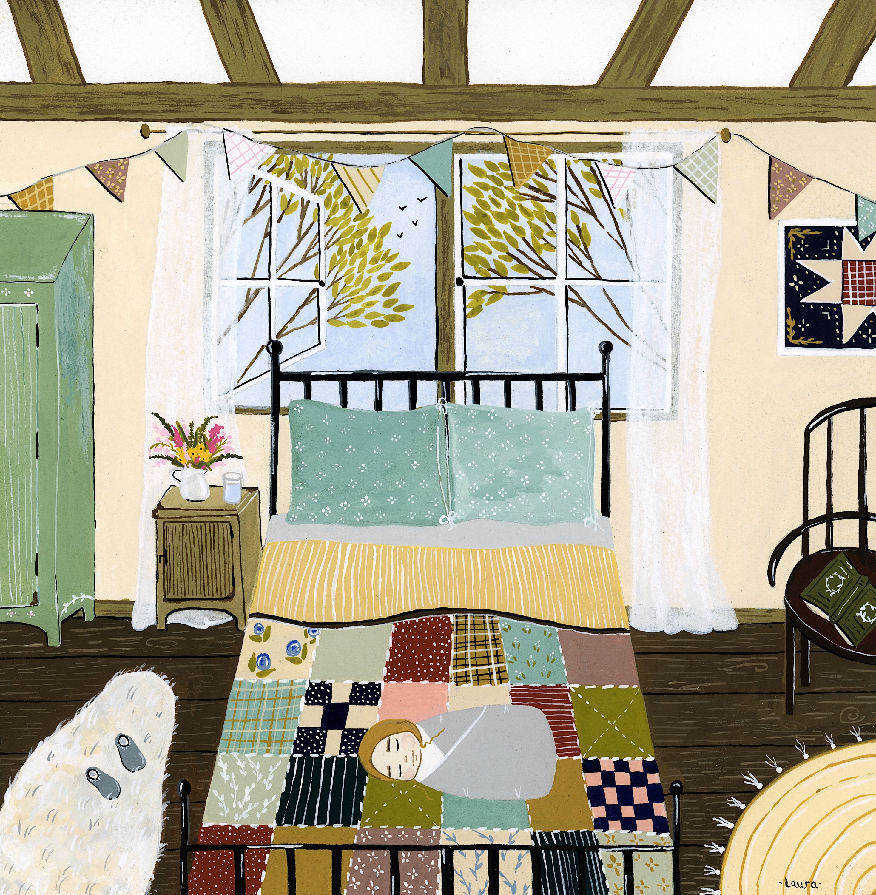 Afternoon Nap | 8x8” Print | Newborn Illustration | Nursery Art ...