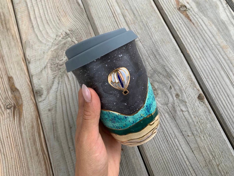 Travel Coffee Cup With Lid Handless Mug Coffee Mug Double | Etsy