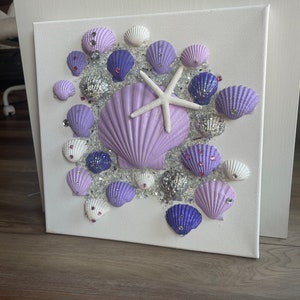 Lilac Mermaid Seashell Decor Canvas - Etsy