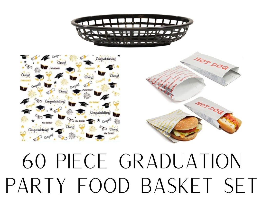 60 Piece Graduation Picnic BBQ Food Basket Combo, Picnic Basket, BBQ ...