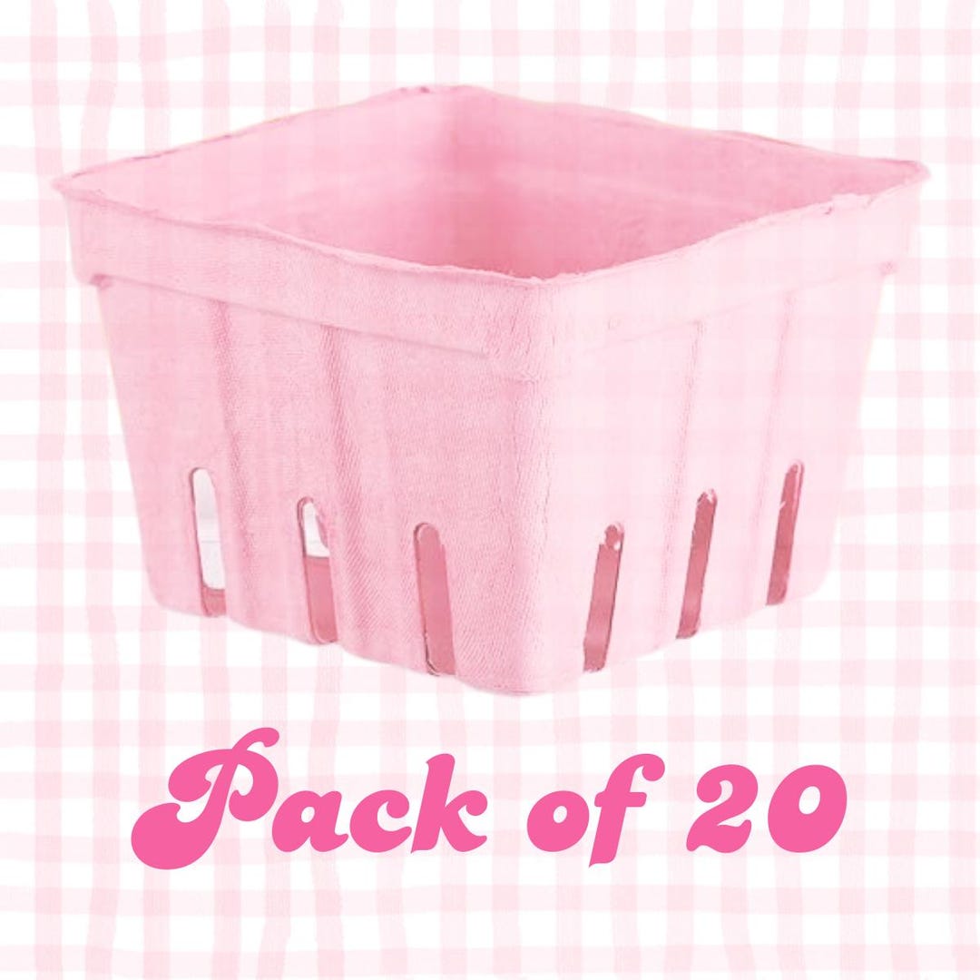 20 Pastel Soft Pink Berry Basket, Strawberry Baby Shower, Berry First ...