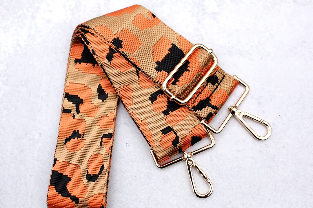 Orange Leopard Print Strap, Game Day Strap, College Strap, Messenger ...