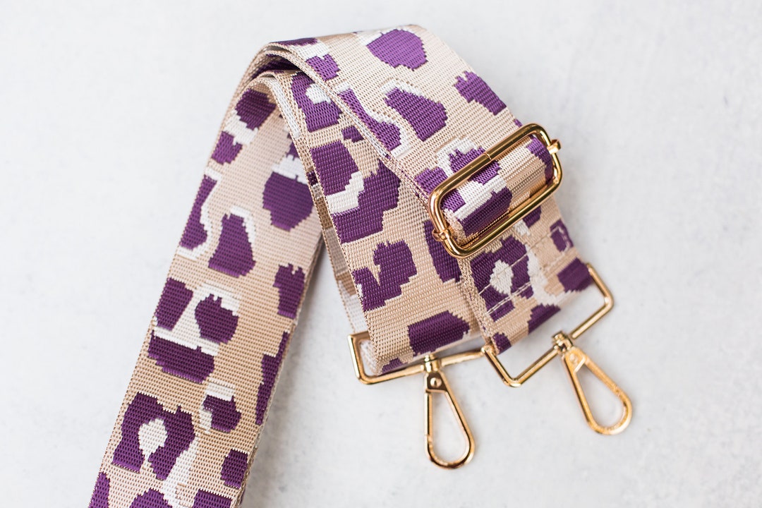 Game Day Strap Purple/tan Leopard Print Strap Adjustable - Etsy