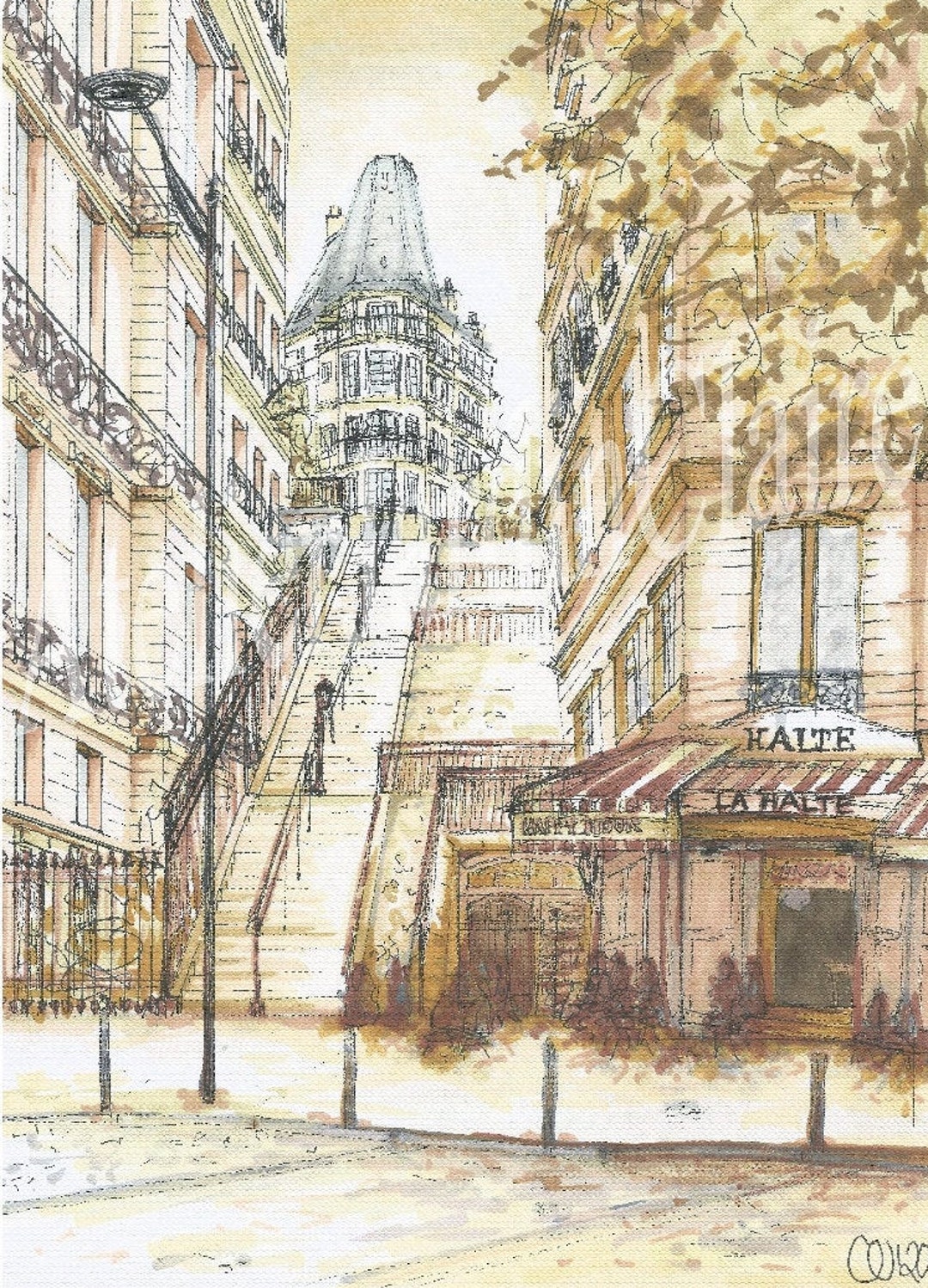 Montmartre Architectural Drawing, Autographed Fine-art Print, Limited ...